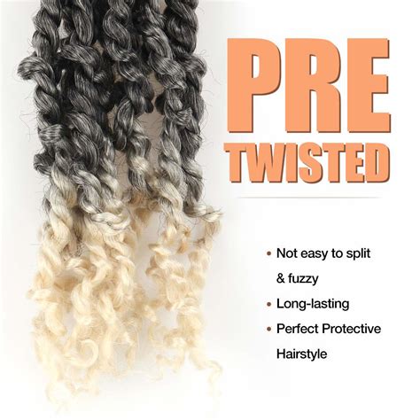 Getuscart Toyotress Tiana Passion Twist Hair Pre Twisted 14 Inch 8 Packs T Gray613 Pre
