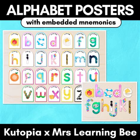 Alphabet Posters With Embedded Mnemonics Uppercase And Lowercase Letters The Kutopia