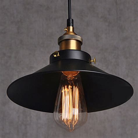 Chrasy Black Metal Retro Pendant Light Fitting With Shade E27 Base
