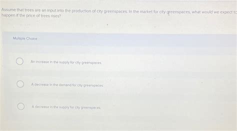 Solved Assume That Trees Are An Input Into The Production Of