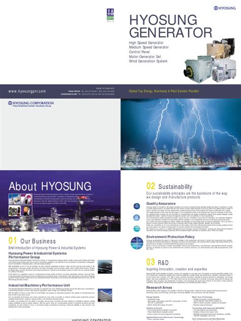 Brochure Hyosung Pdf Electric Generator Engines