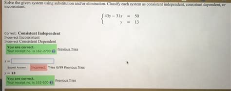 Solved Solve The Given System Using Substitution Andor