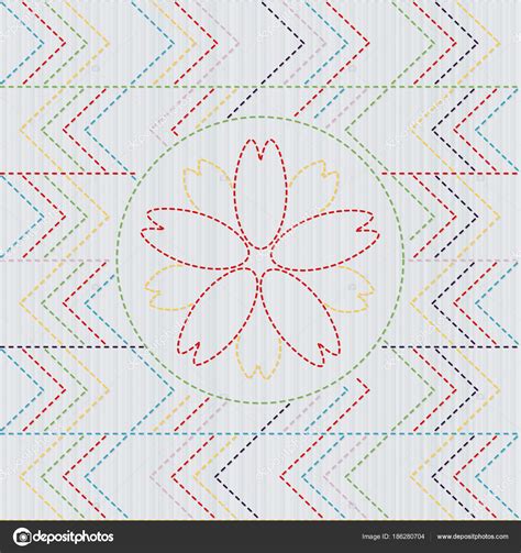 Sashiko Abstract Seamless Pattern Sakura Flower — Stock Vector © Lora Sutyagina 186280704