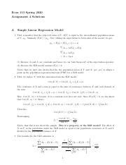 Econ 113 Assignment4 Answer Key Pdf Econ 113 Spring 2020 Assignment 4 Solutions A Simple