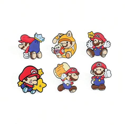 Supermario Supermario 6 Pcs Creative Classic Game Super Mario Bros Enamel Lapel Pins Cartoon