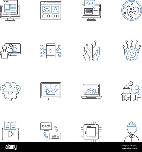 Digital Locale Line Icons Collection Connectivity Technology
