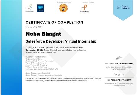 Neha Bhagat On Linkedin Smartinternz Salesforce Skilledonsalesforce Thesmartbridge Aicte…