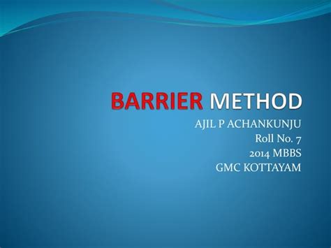 Barrier Methods For Contraception Pptx