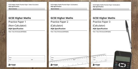Gcse Maths Specimen Practice Papers 1 2 And 3 Higher Set A Aqa