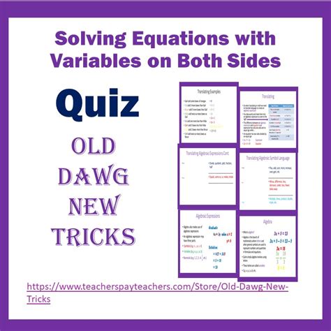 Solving Equations With Variables Both Sides Quiz Made By Teachers