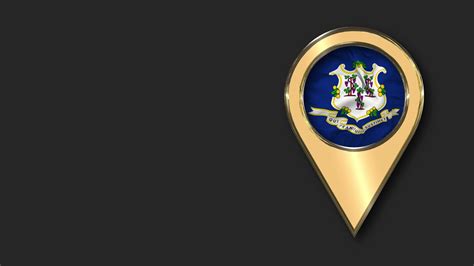 State Of Connecticut Gold Location Icon Flag Seamless Looped Waving
