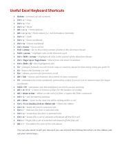 Useful Excel Keyboard Shortcuts Pdf Useful Excel Keyboard Shortcuts Delete Removes All