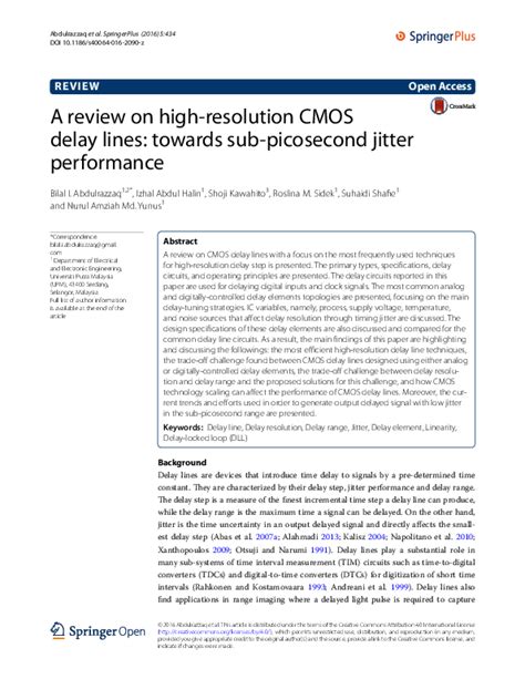 Pdf A Review On High Resolution Cmos Delay Lines Towards Sub Picosecond Jitter Performance