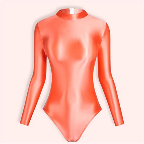 Hebe Scarlet Wet Look Shiny Leotard Satinylust
