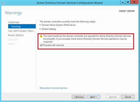 demote domain controller windows server 2012 r2