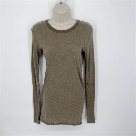 Enza Costa Enza Costa Cashmere Long Sleeve Semi Sheer Top New M Pebble