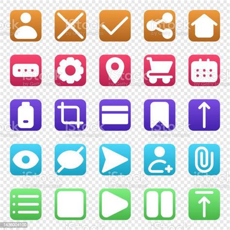 정사각형 스타일의 사용자 인터페이스 아이콘 집합입니다 메뉴 달력 시계 사각형 아이콘 컬렉션 벡터 일러스트 레이 션 0명에 대한 스톡 벡터 아트 및 기타 이미지 Istock
