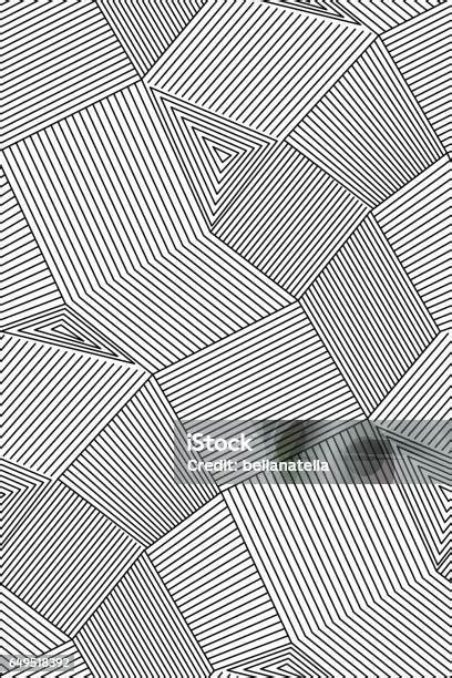 Abstract Vector Seamless Moire Pattern With Lines Monochrome Graphic Black And White Ornament