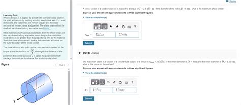 Solved A Cross Section Of A Solid Circular Rod Is Subject To Chegg Com