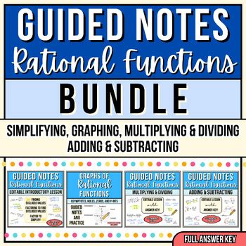Rational Functions Expressions Guided Notes BUNDLE By The Art Of Algebra