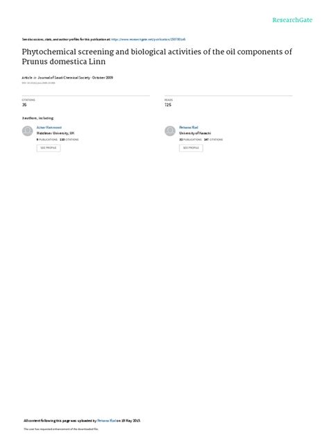 Phytochemical Screening And Biological Activities Pdf Alkane Plum