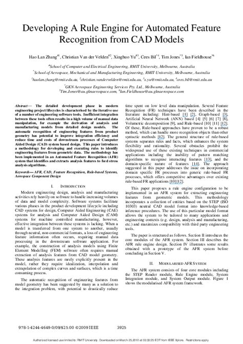 Pdf Developing A Rule Engine For Automated Feature Recognition From