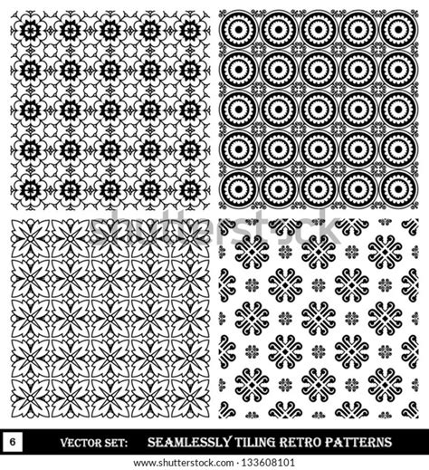 Seamlessly Tiling Retro Patterns Set 6 Stock Vector Royalty Free