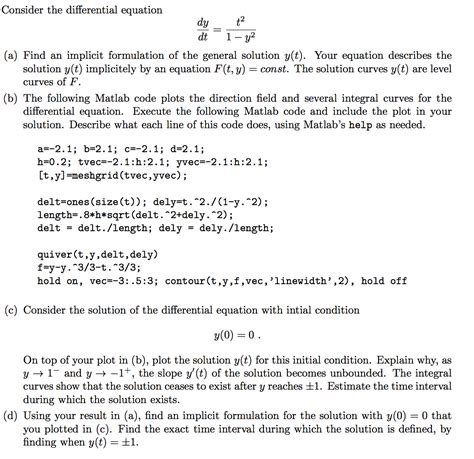 Solved Consider The Differential Equation Dydt T21