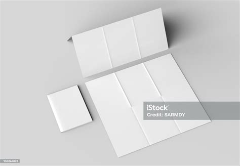 12 페이지 전단지프랑스에 격리 된 부드러운 회색 배경까지 수직 브로셔 모의 접어 3 차원 설명 0명에 대한 스톡 사진 및 기타 이미지 Istock