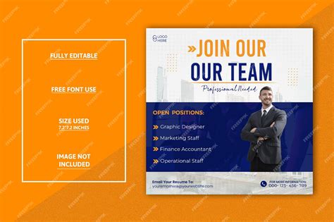 Psd 소셜 미디어 우리는 직위 인스 타 그램 및 페이스 북 프로모션 포스트 전단지 디자인을 고용하고 있습니다 프리미엄 Psd 파일