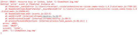 Ebusy Error From Cdumpstacklogtmp · Issue 1430 · Microsoftvscode Cmake Tools · Github