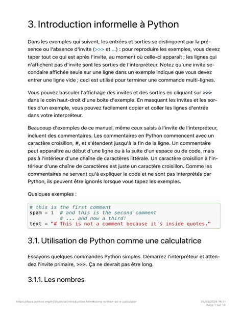 Introduction Informelle À Python Documentation Python 3122 Pdf