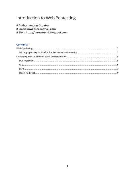 Pentest Introduction To Web Pentest