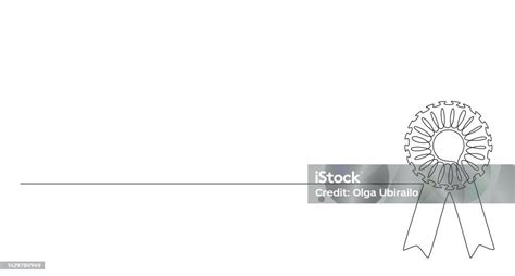 로제트 스탬프 어워드 배지를 하나의 연속 선 도면으로 표시합니다 프리미엄 품질의 제품과 높은 보증 개념 또는 로고와 간단한 선형 스타일의 분배기 편집 가능한 스트로크 낙서