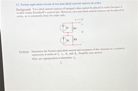 Solved Norton Equivalent Circuit Of Two Non Ideal Current