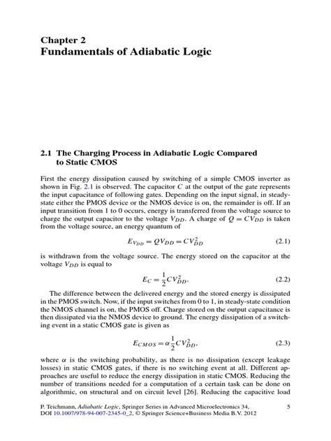 Fundamentals Of Adiabatic Logic 2 1 The Charging Process In Adiabatic Logic Compared To Static