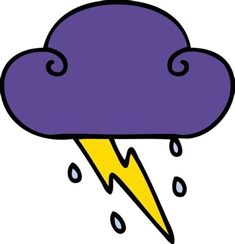 Quirky Hand Drawn Cartoon Thunder Cloud