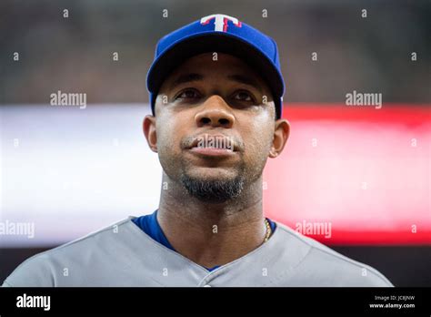 Houston Tx Usa 13th June 2017 Texas Rangers Shortstop Elvis Andrus 1 Looks Toward The