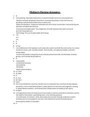 Comprehensive Midterm Review Key Concepts In Community Health Course Hero