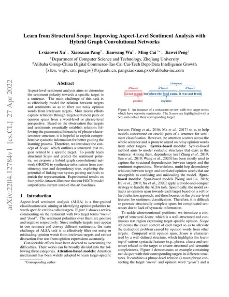 Pdf Learn From Structural Scope Improving Aspect Level Sentiment