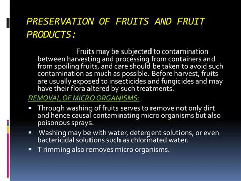 Ppt Contamination Spoilage Preservation Sugars Fruits And Vegetables Powerpoint