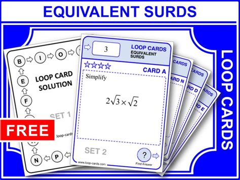 Equivalent Surds Loop Cards Teaching Resources