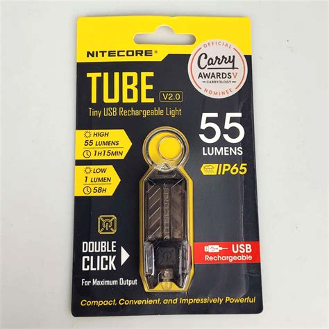 NITECORE Tiny Series USB Rechargeable Keychain Light 55 Lumens Tube V2 0 Black