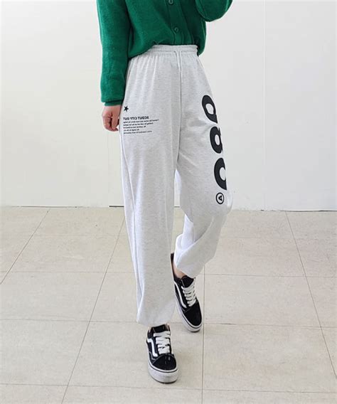 넘버조거팬츠 레터링 프린트 여자조거팬츠 에이블리