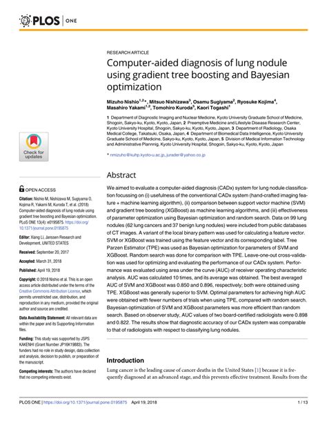 Pdf Computer Aided Diagnosis Of Lung Nodule Using Gradient Tree Boosting And Bayesian Optimization