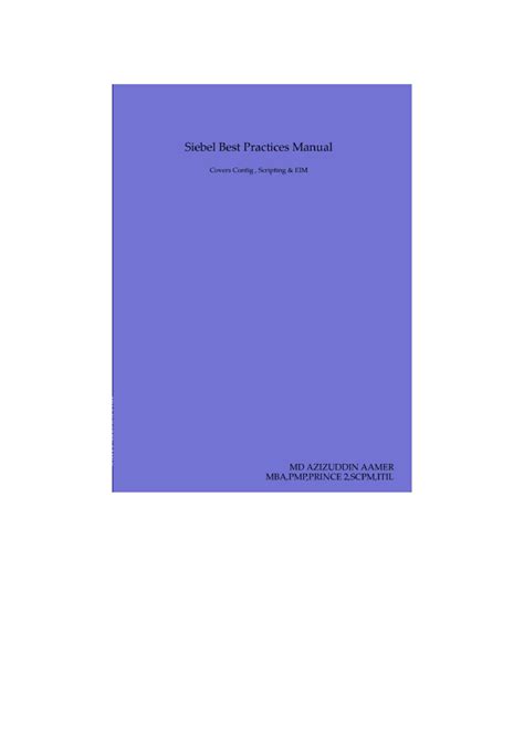 Siebel Best Practices Manual