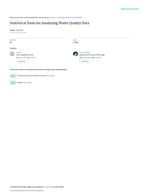Statistical Tools For Analyzing Water Quality Data Pdf Regression Analysis Statistical