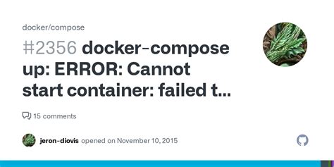 Docker Compose Up Error Cannot Start Container Failed To Update Store For Object Type