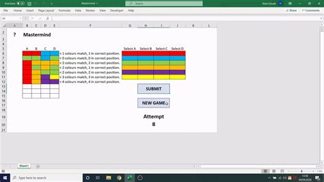 Mastermind Excel And Vba Youtube