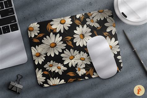 Daisy On Dark Background Mouse Pad Graphic By Foxmia · Creative Fabrica